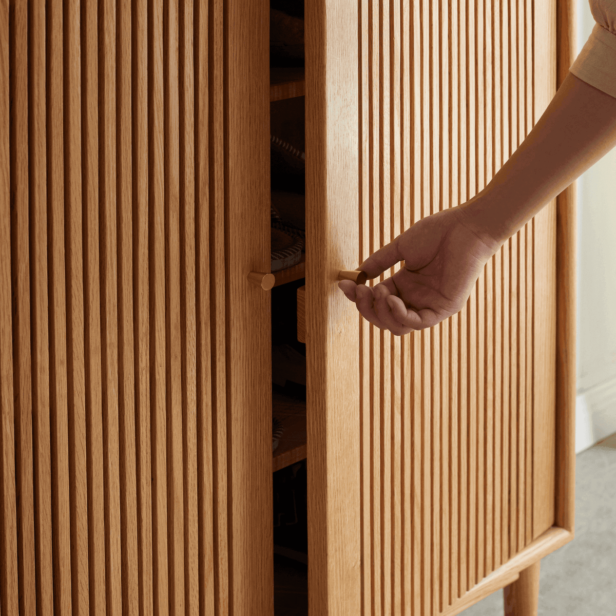 Tromso 2 Door Solid Oak Wood Shoe Cabinet