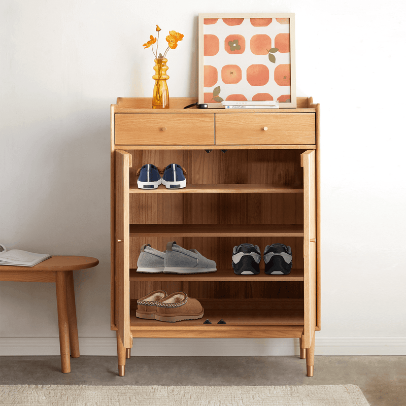 Tromso 2 Door Solid Oak Wood Shoe Cabinet