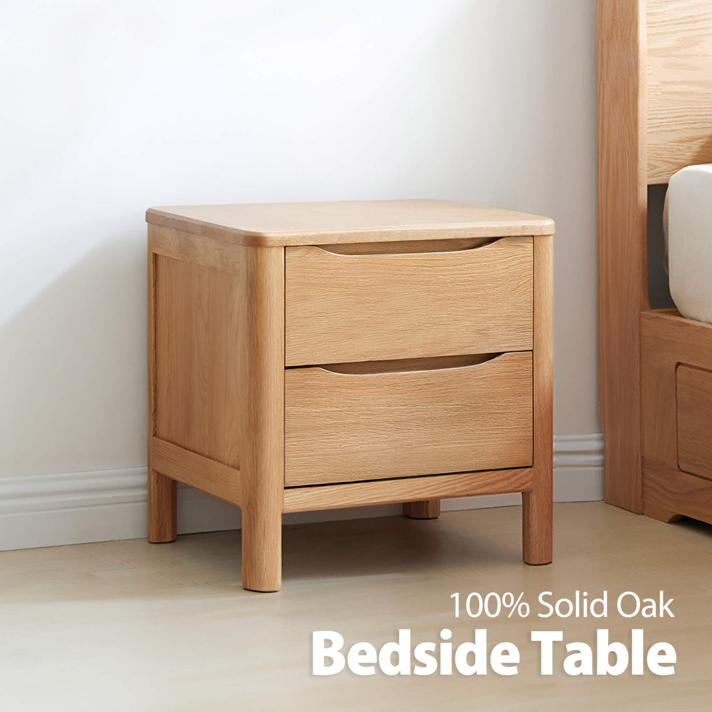 Niva Solid Oak Wood Bedside Table 2 Drawers